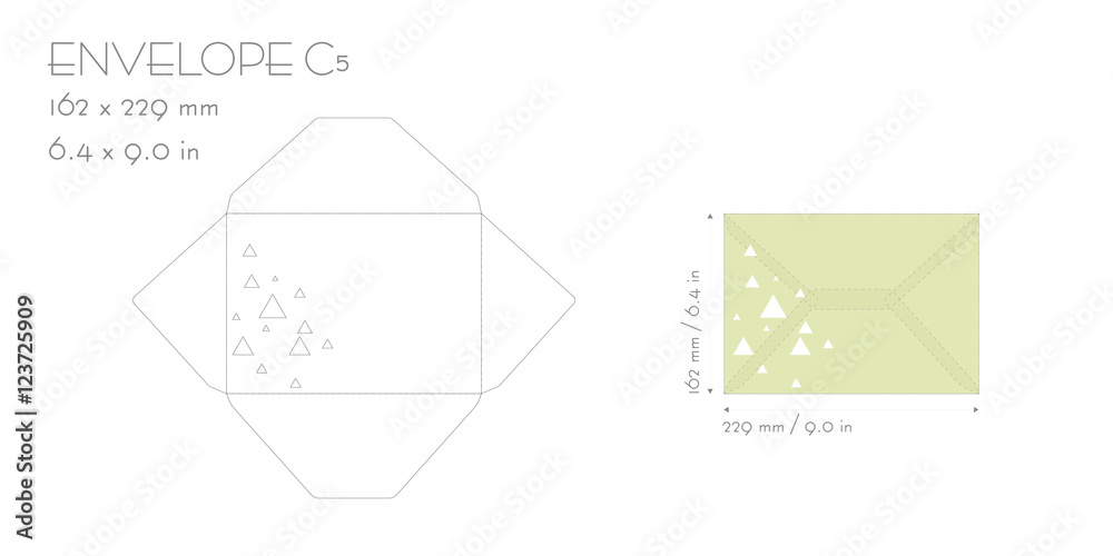 Envelope c5 template vector die cut. Wedding invitation envelope for ...