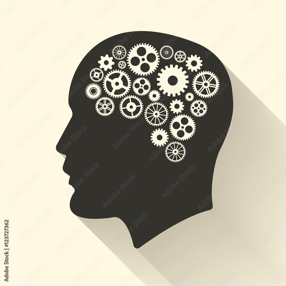 Head with brain pictograph. Male human think symbols. Vector ...