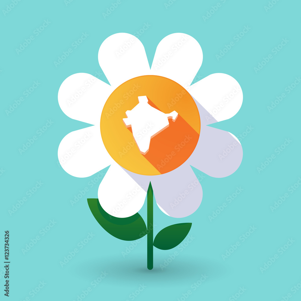 Long shadow daisy flower with a map of India Stock Vector | Adobe Stock