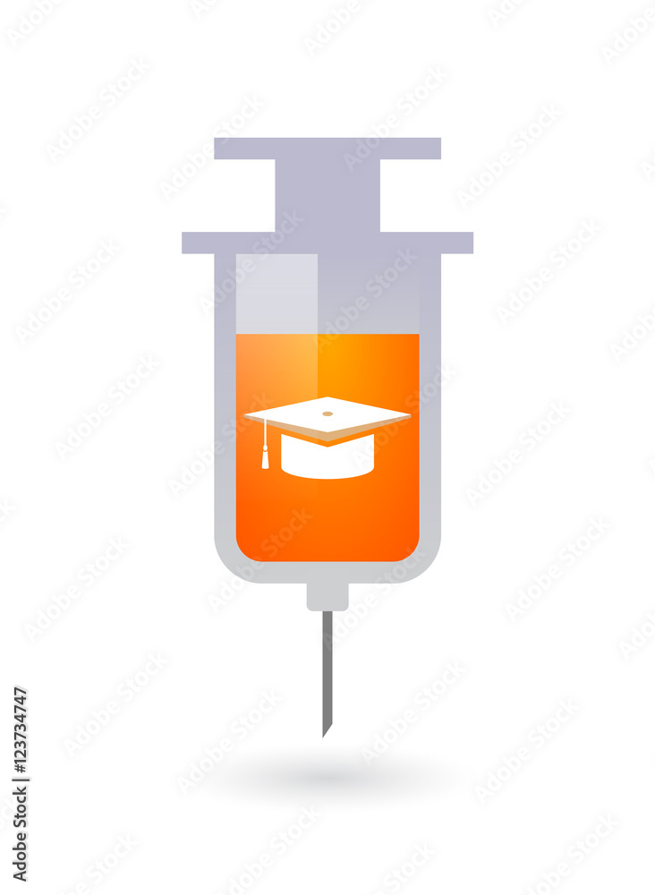 Isolated syringe with a graduation cap Stock Vector | Adobe Stock