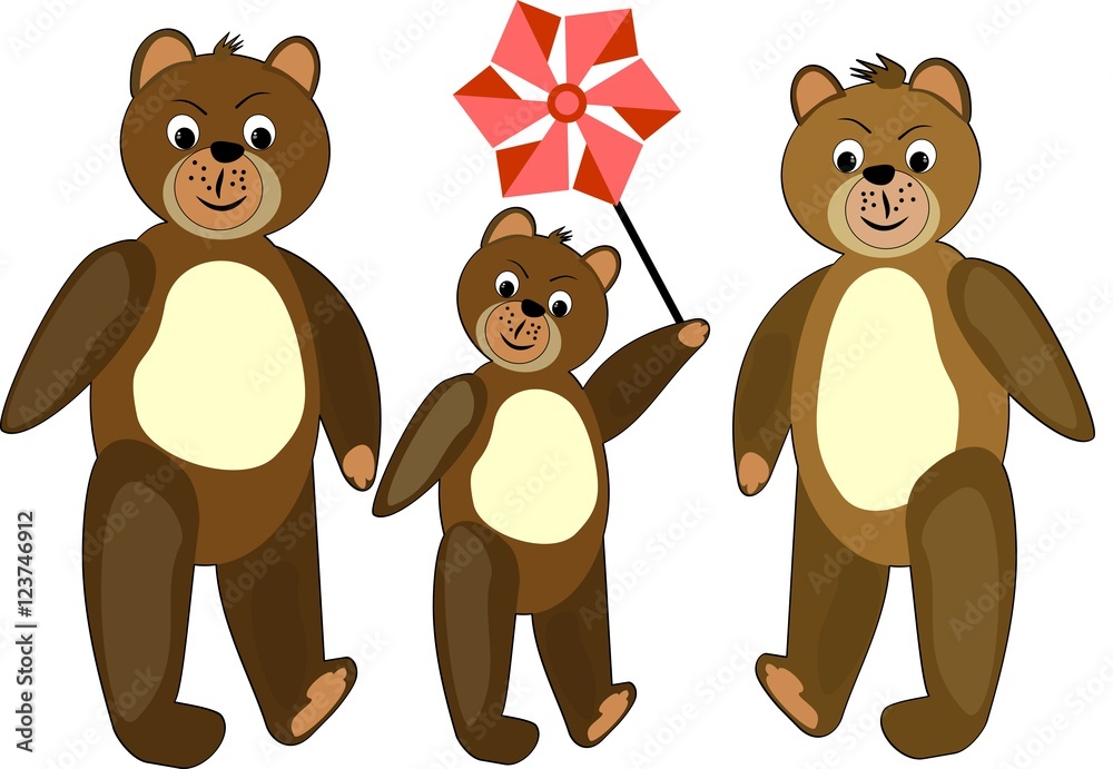 Teddy bear family. Teddy bear group. Teddy bear illustration. Three ...