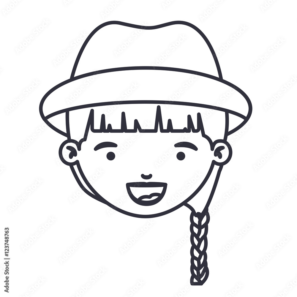 Girl cartoon face with hat icon. Kid child little and people theme ...