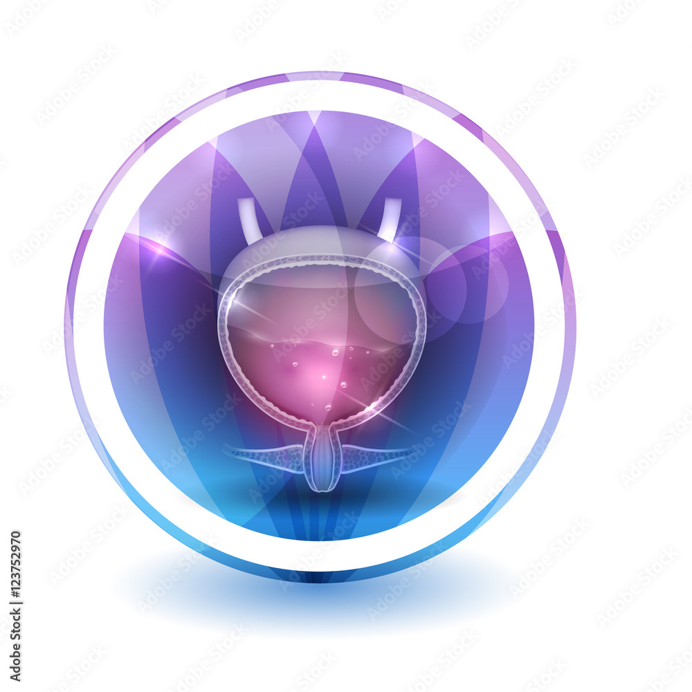 Urinary bladder Sign, round shape colorful overlay flower petals at the ...