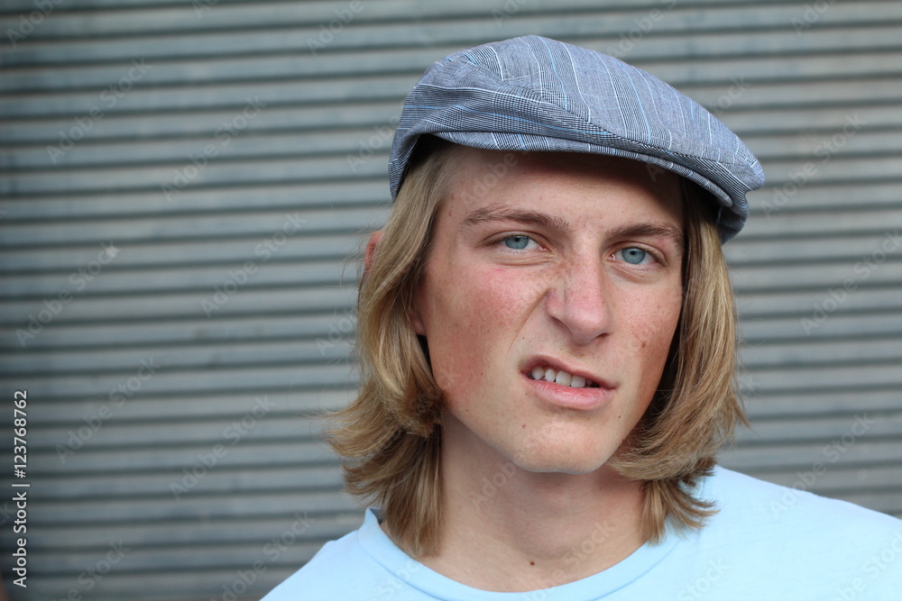 Closeup Portrait Funny Annoyed Young Childish Rude Bully Man Isolated Closeup Portrait Funny Annoyed Young Childish Rude Bully Man Isolated