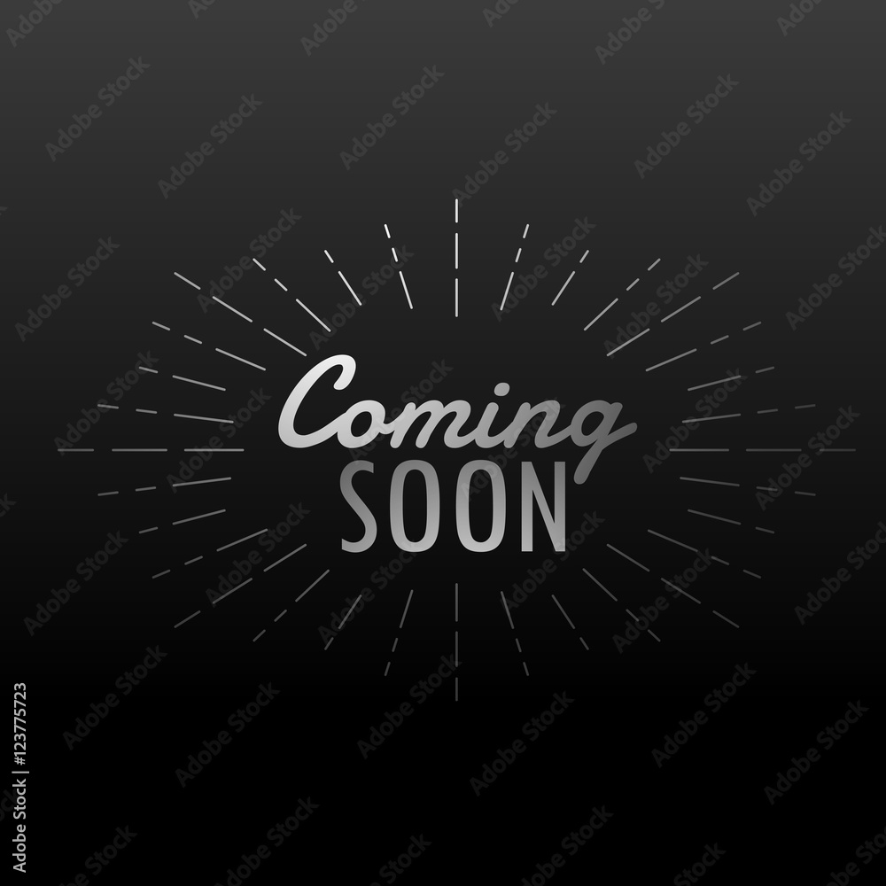 dark background with coming soon text with line rays Stock Vector ...