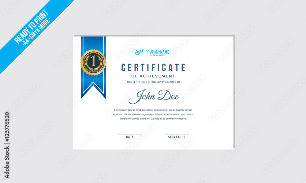 Elegant Blue Ribbon Certificate decorated template shapes vector Stock ...