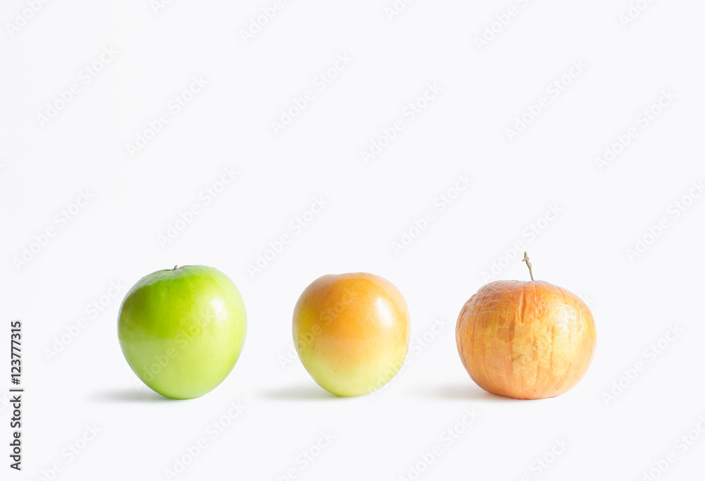 monkey apple on white isolated, fresh fruit medium withered fruit and ...