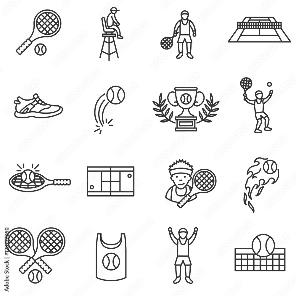 Tennis, line icons set. The big tennis symbols collection. tennis ...