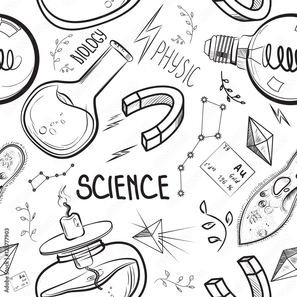 Hand drawn science set Stock Vector | Adobe Stock