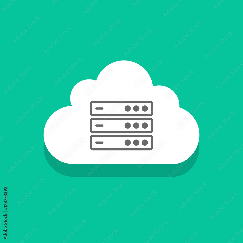 Cloud servers technology icon vector illustration isolated on green ...