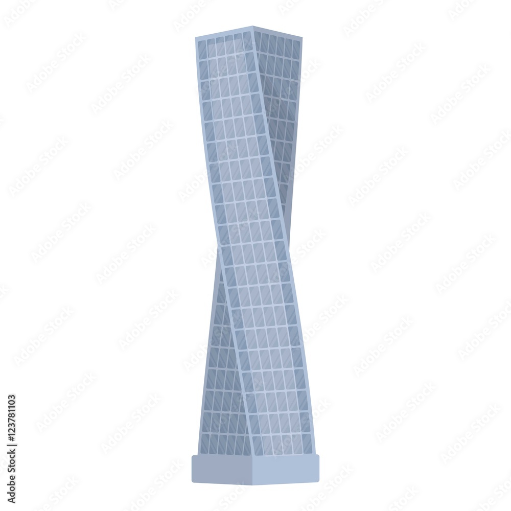 The Shanghai Tower icon in cartoon style isolated on white background ...