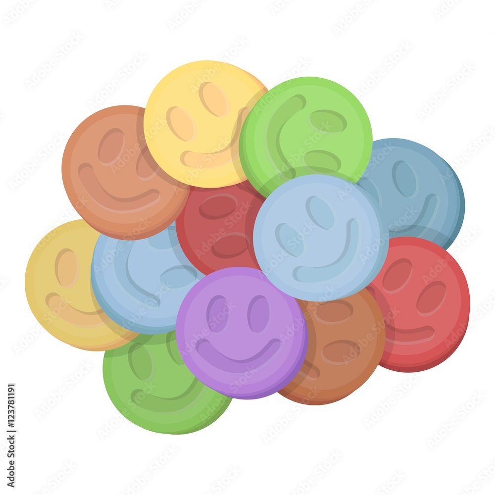 Ecstasy icon in cartoon style isolated on white background. Drugs ...