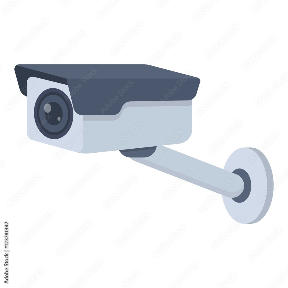 Hidden camera icon in cartoon style isolated on white background. Hotel ...