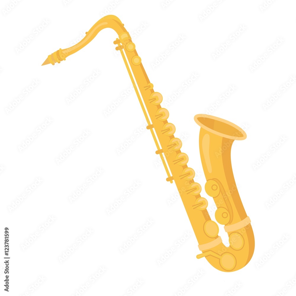 Saxophone icon in cartoon style isolated on white background. Musical ...