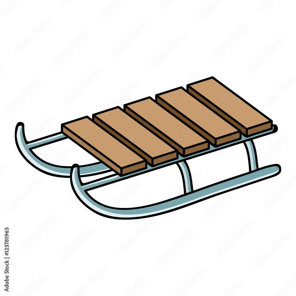 Sled icon in cartoon style isolated on white background. Ski resort ...