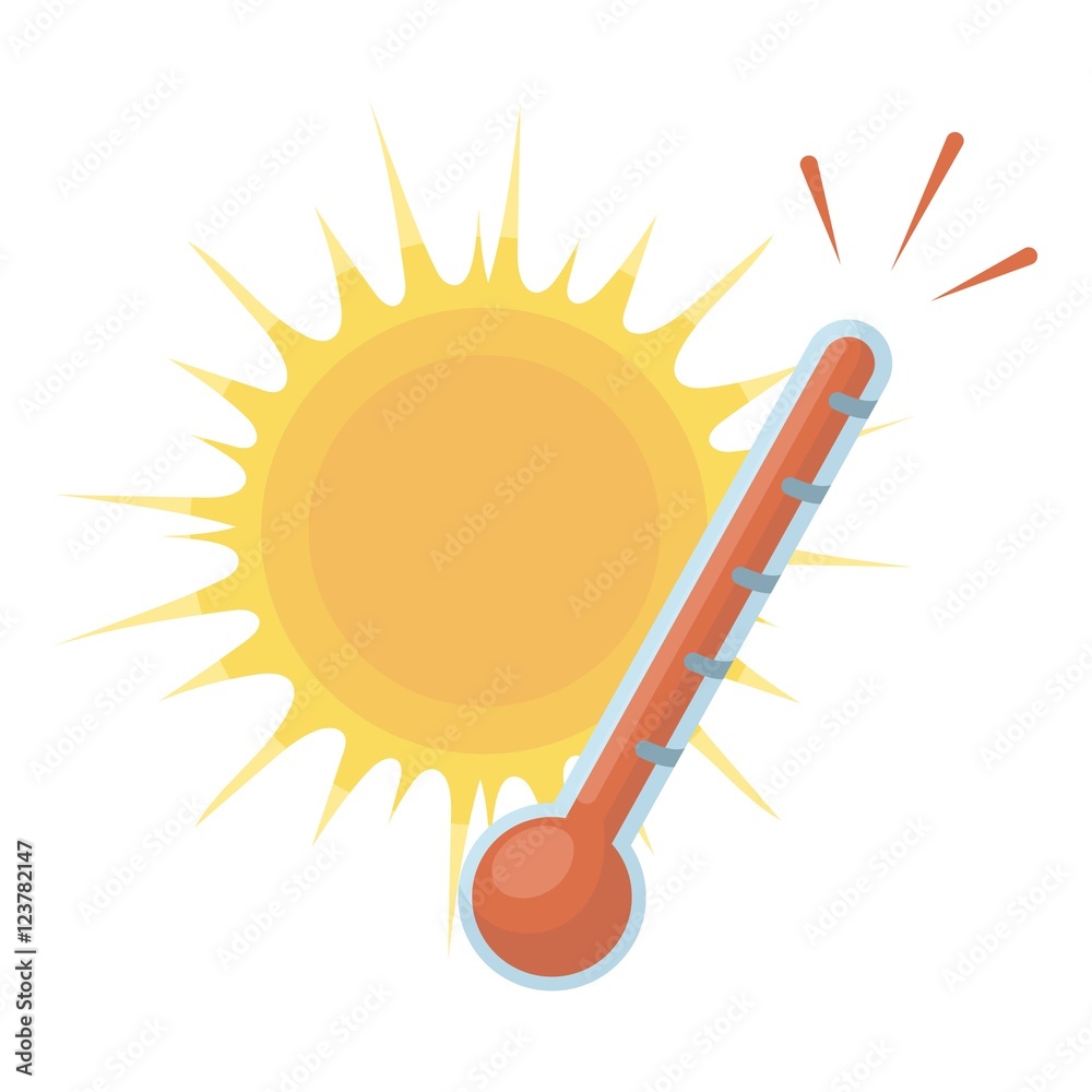 Heat icon in cartoon style isolated on white background. Weather symbol ...