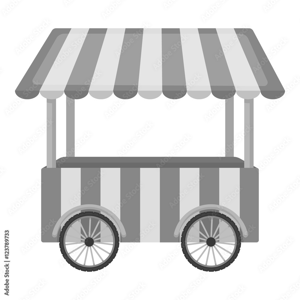 Snack cart icon in monochrome style isolated on white background ...