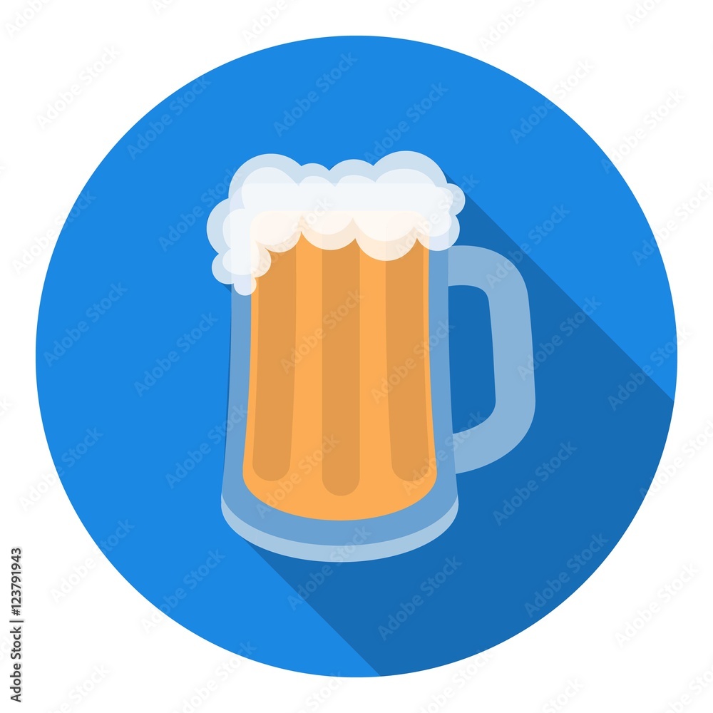 Beer mug icon in flat style isolated on white background. Oktoberfest ...