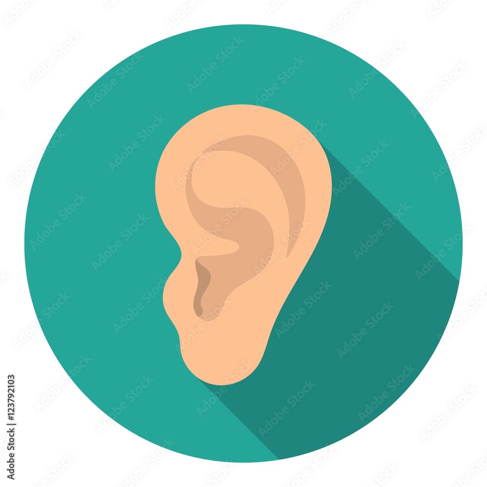 Ear icon in flat style isolated on white background. Part of body ...