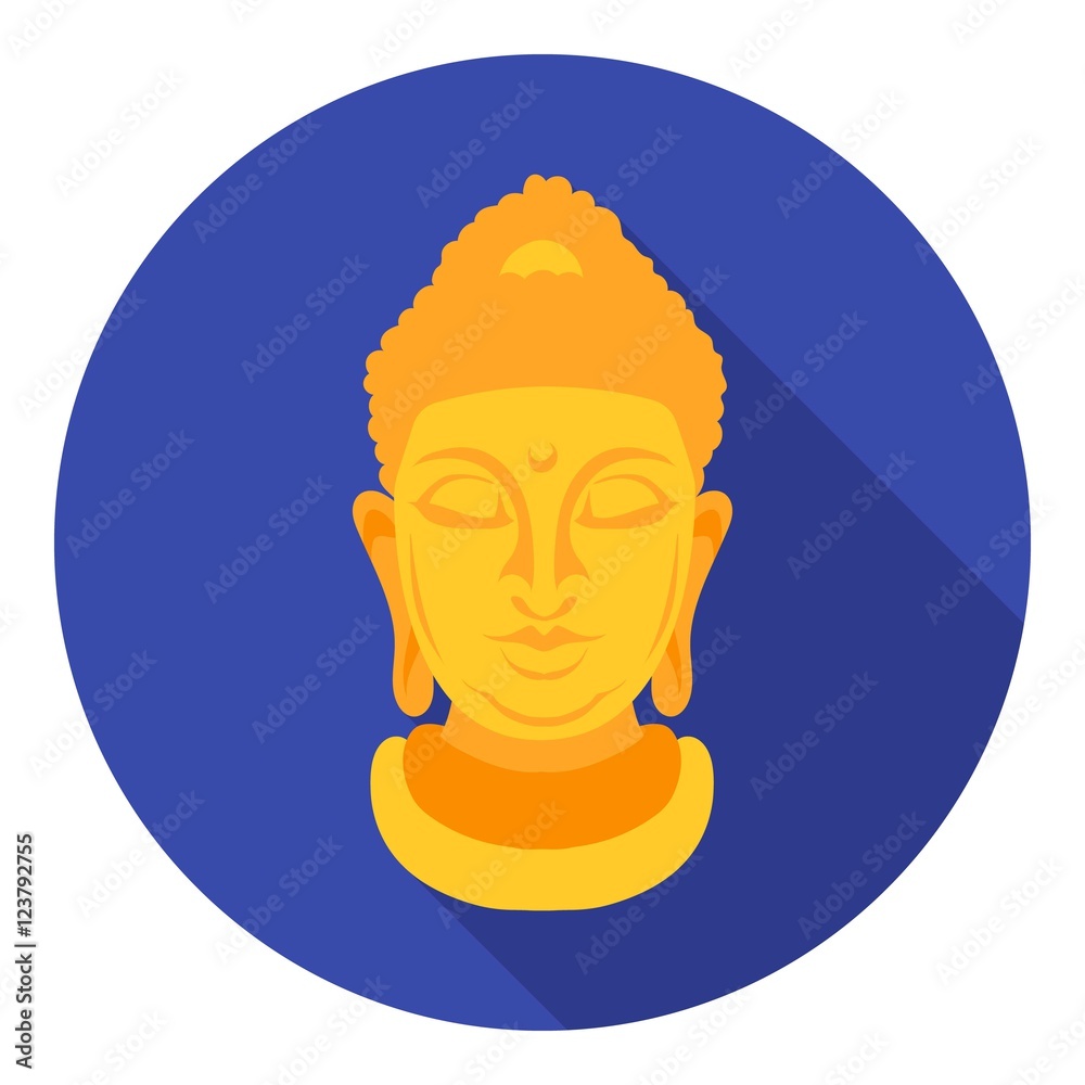 Buddha icon in flat style isolated on white background. Religion symbol ...