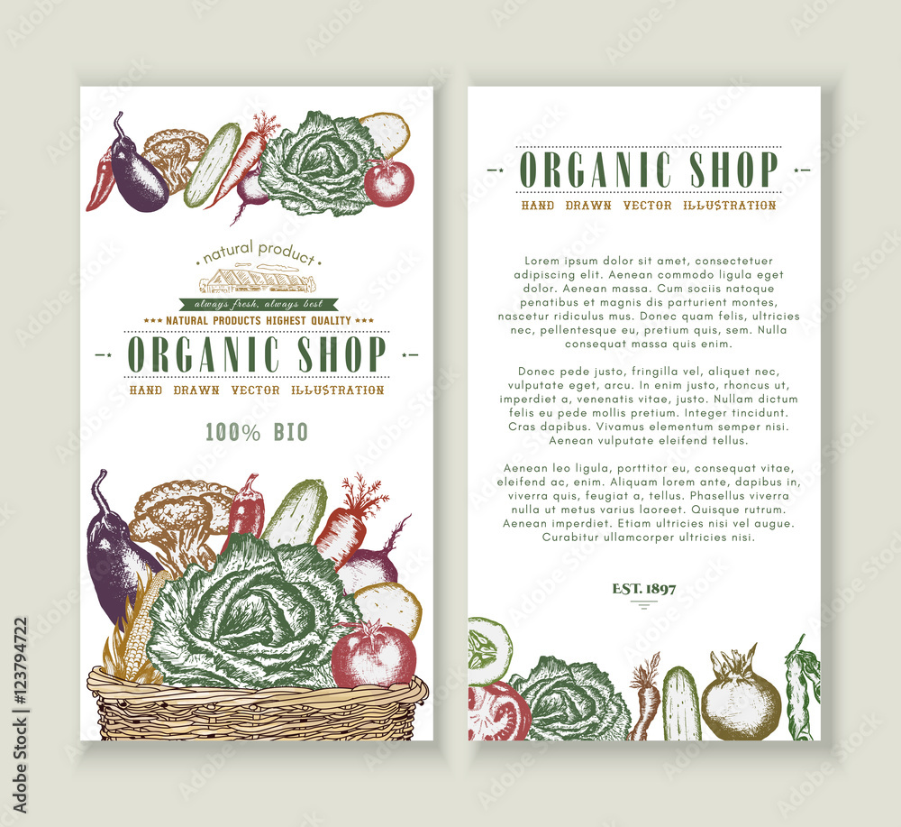 Vegetables market vector brochure design template. Stock Vector | Adobe ...