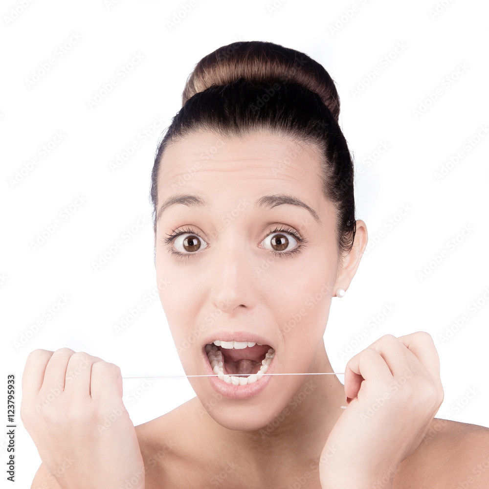 Woman showing her perfect straight white teeth. Stock Photo | Adobe Stock