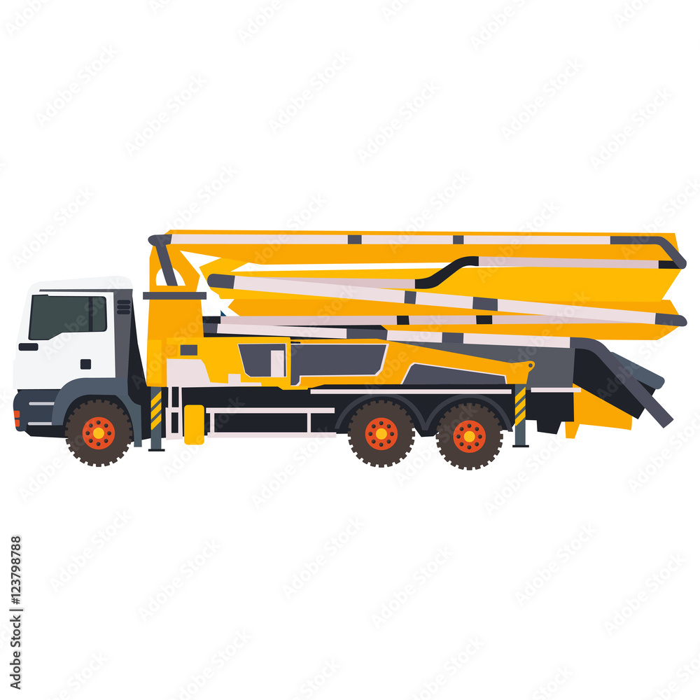 Vetor de flat illustration of concrete pump do Stock | Adobe Stock