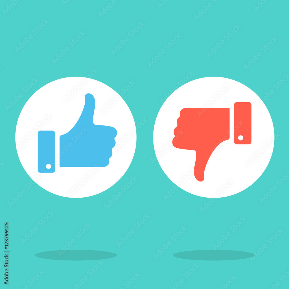 Like and dislike round icons set. Blue thumbs up and red thumbs down ...
