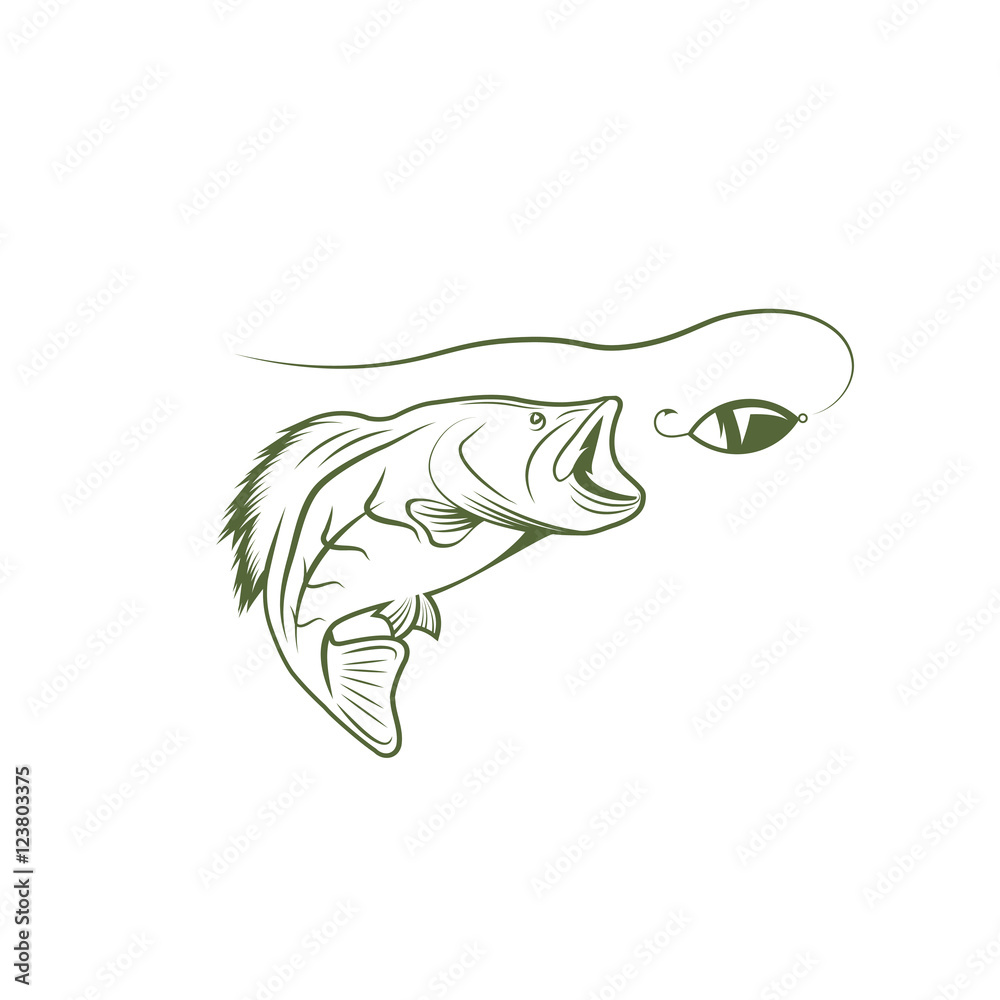 largemouth bass and lure vector design template Stock Vector | Adobe Stock