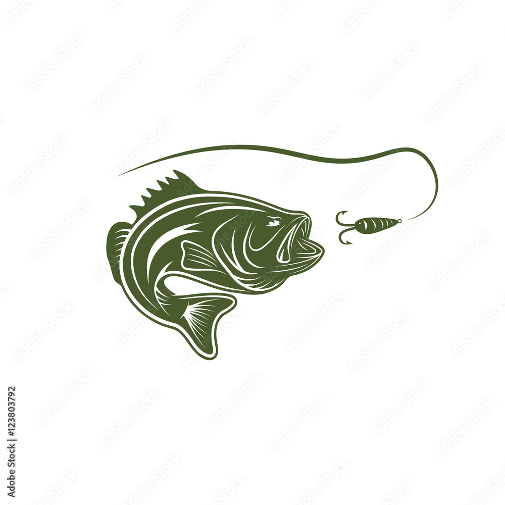 largemouth bass and lure vector design template vector de Stock | Adobe ...