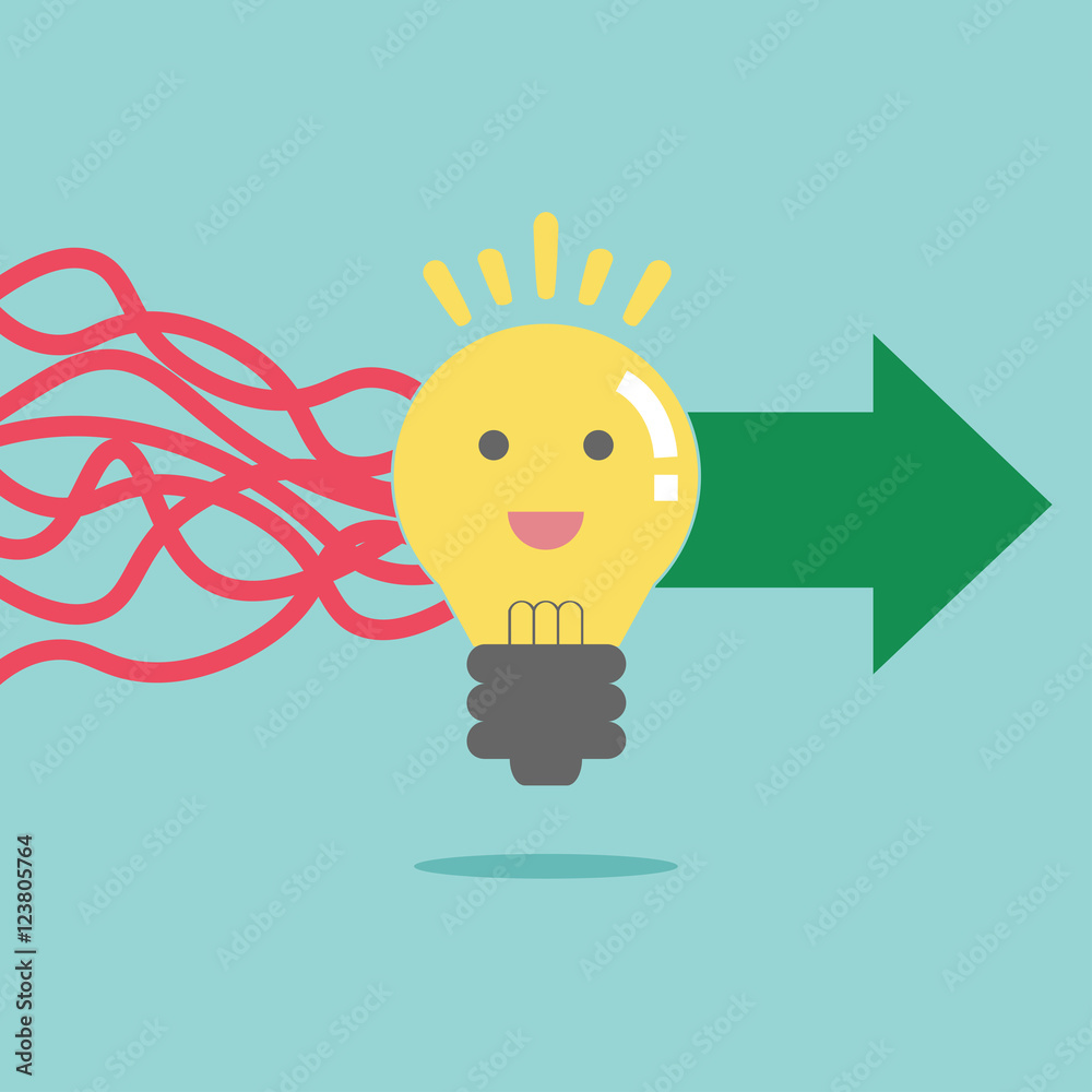 Bright idea like light on. Idea to resolve confused. Decision conflict ...