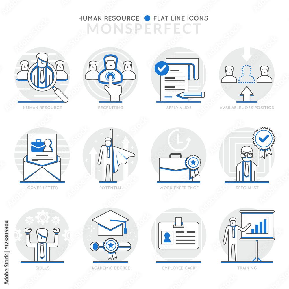 Infographic Icons Elements about Human Resource. Flat Thin Line Icons ...