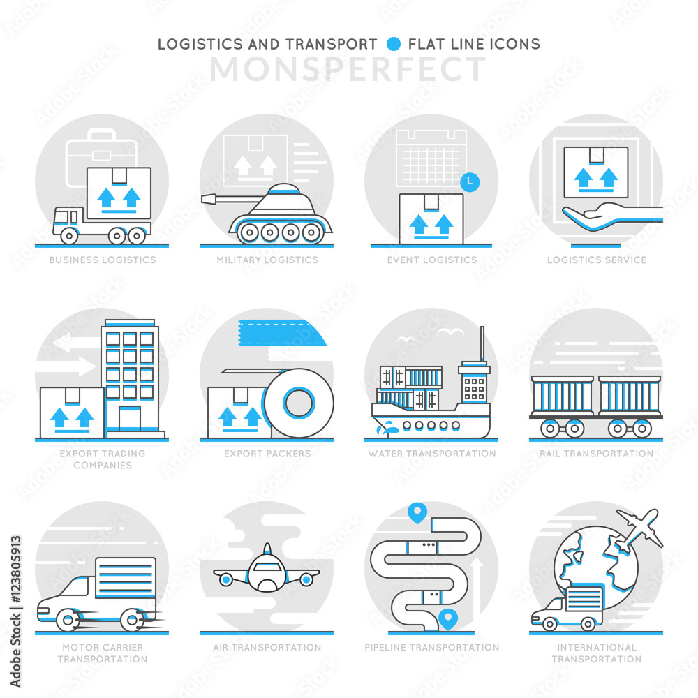Infographic Icons Elements about Logistics and Transport. Flat Thin ...