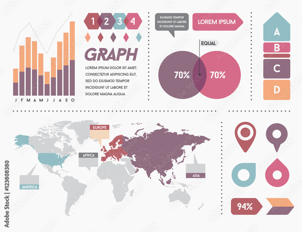 Infographics Elements and Objects Big Huge Set All Kinds of Info Stock ...