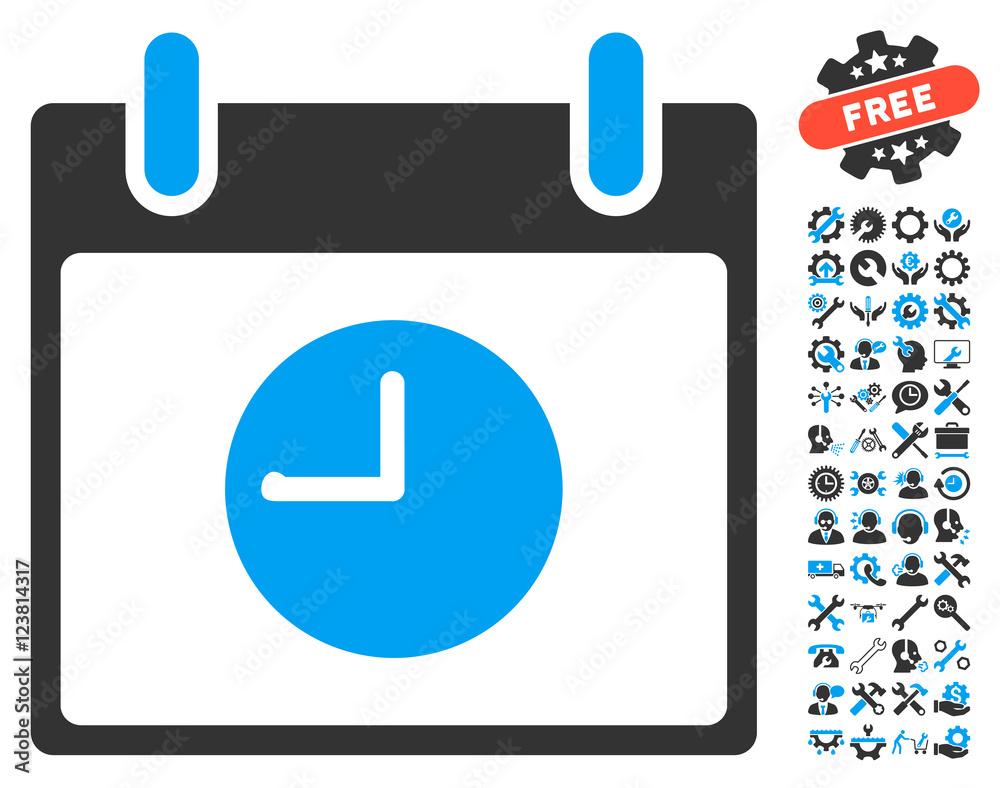 Clock Calendar Day icon with bonus settings graphic icons. Vector ...