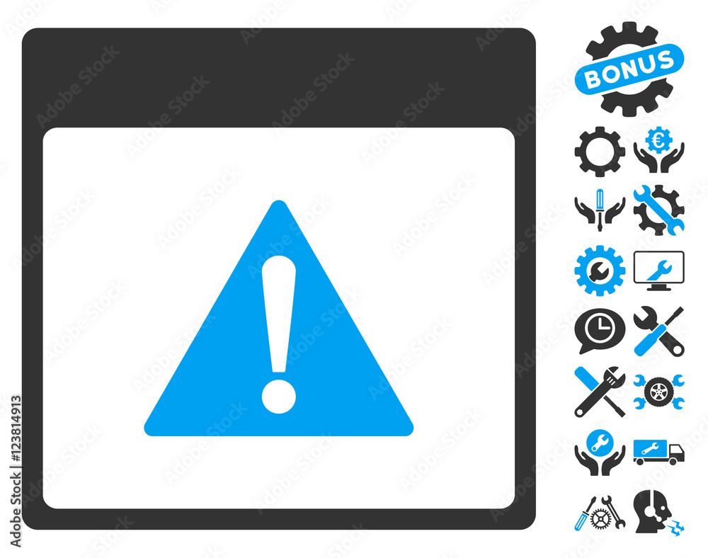 Error Calendar Page icon with bonus options pictograms. Vector ...