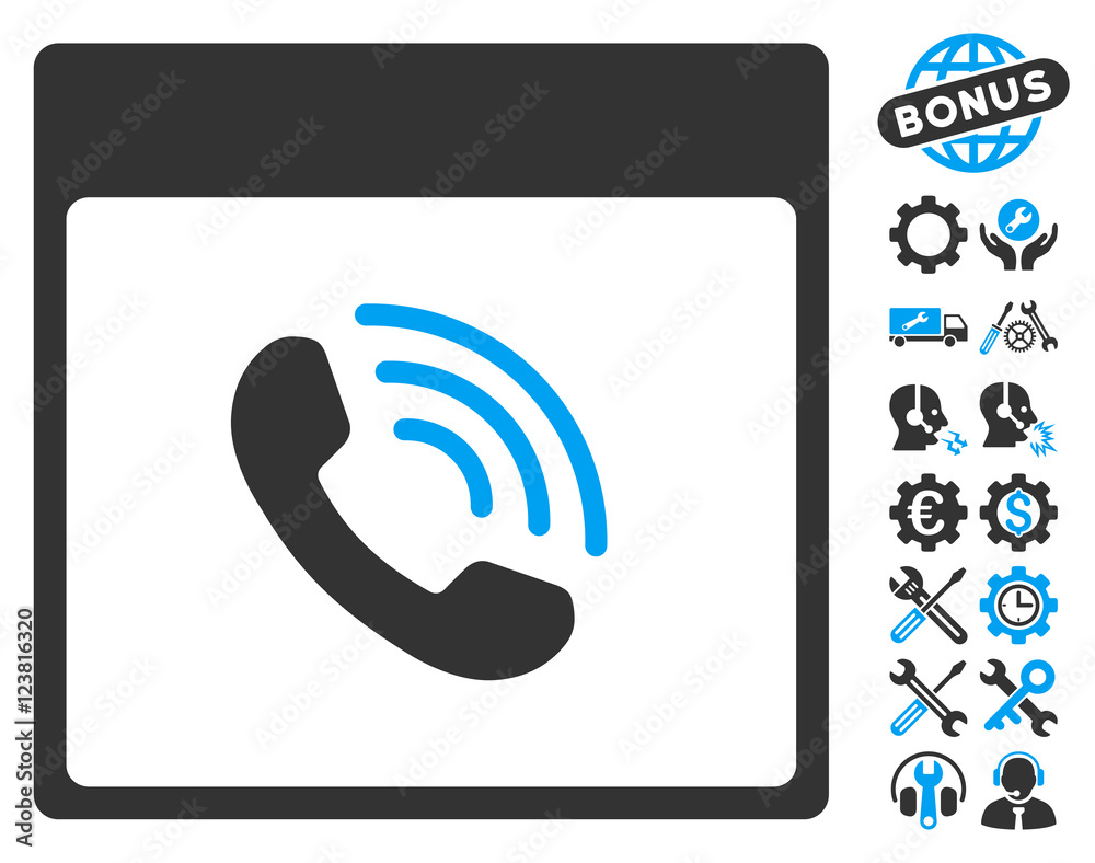 Phone Call Calendar Page pictograph with bonus setup tools pictograph ...