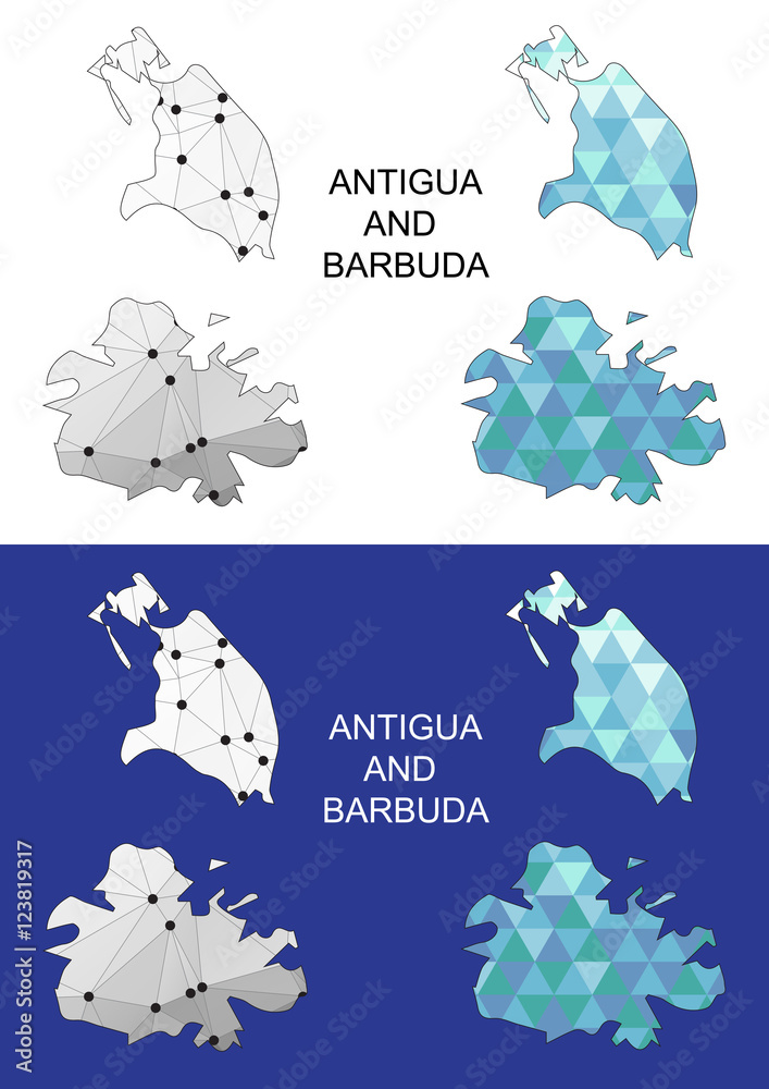 Antigua and Barbuda map in geometric polygonal style. Abstract gems ...