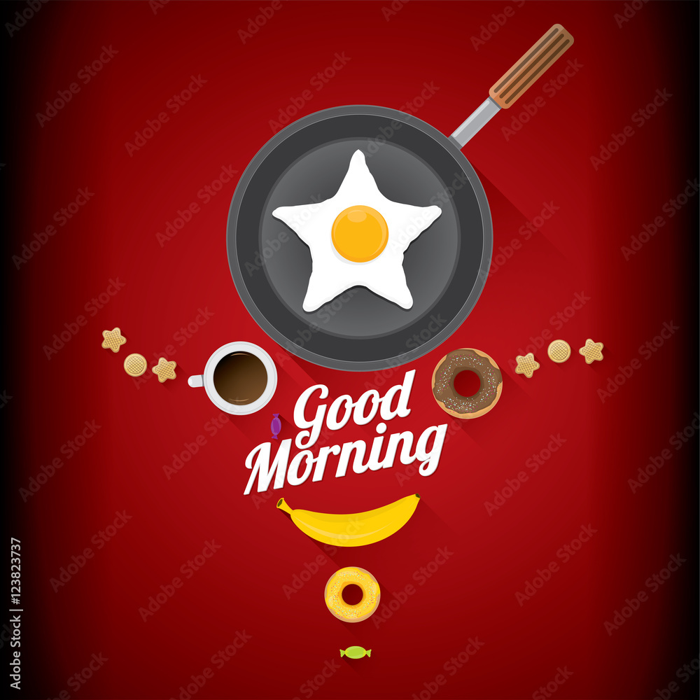 good morning concept. vector food background Stock Vector | Adobe Stock