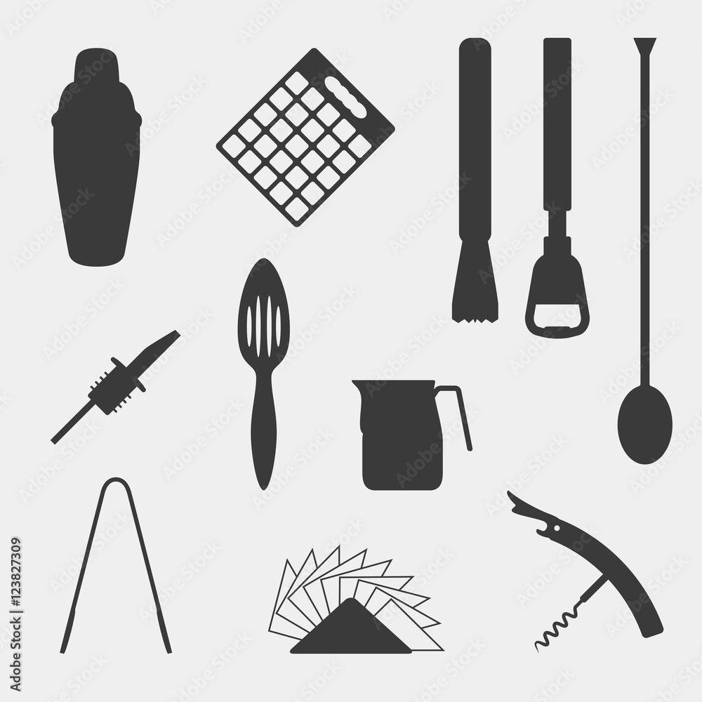 Bar tools icons Stock Vector | Adobe Stock