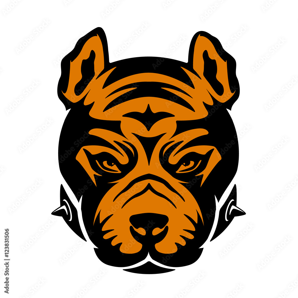 Pit bull head isolated on white background. Design element for Stock ...