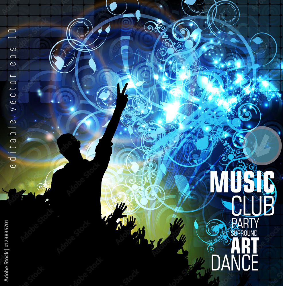 Music background with dancing people, vector Stock Vector | Adobe Stock