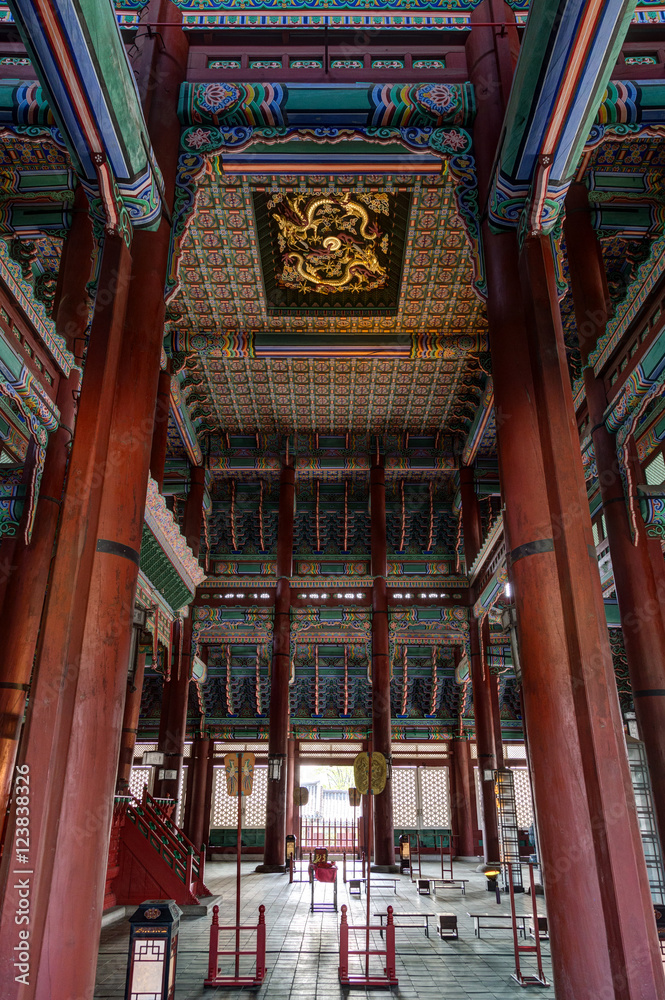 Inside the Geunjeongjeon, the Throne Hall, at the Gyeongbokgung Palace ...