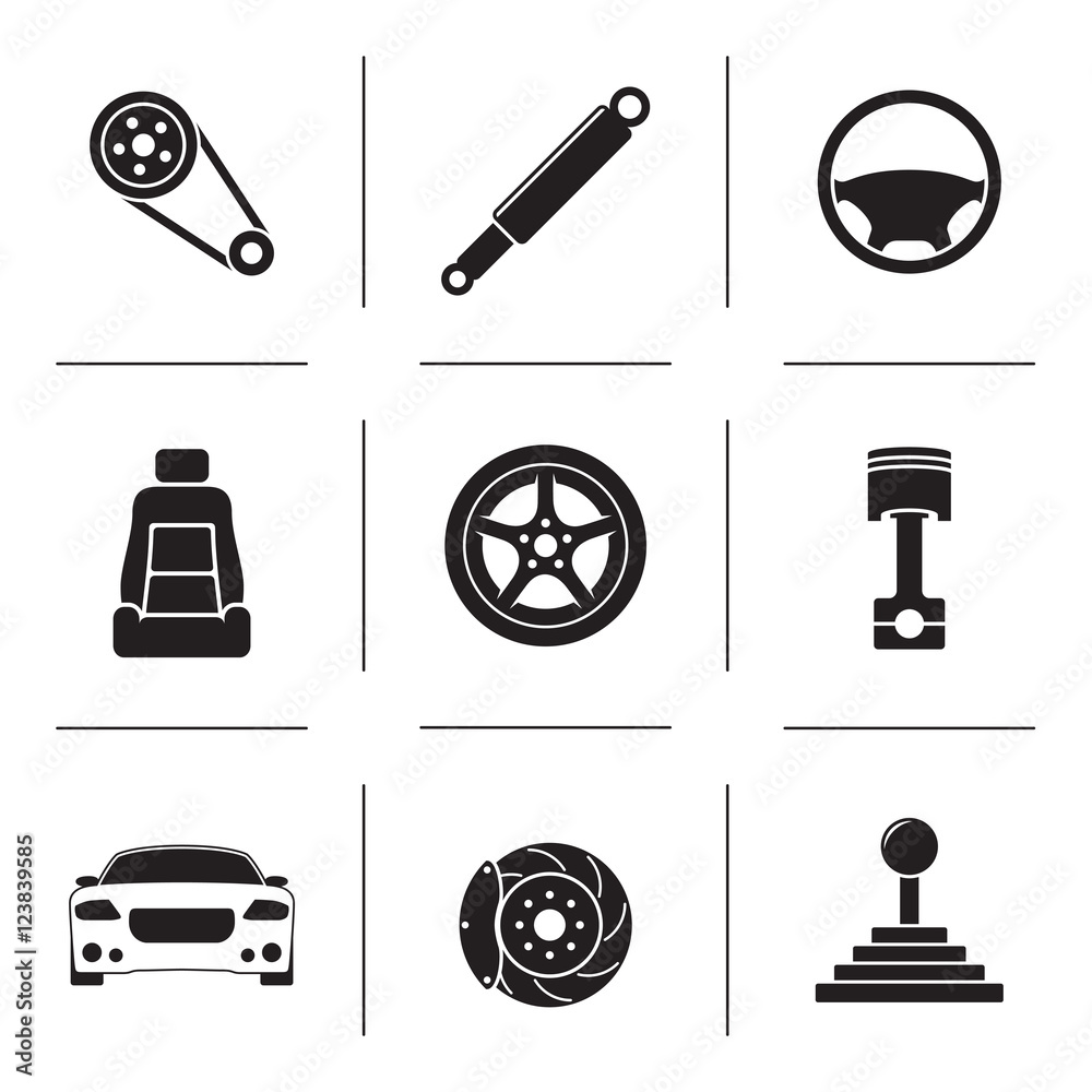 Car parts icons Stock-Vektorgrafik | Adobe Stock