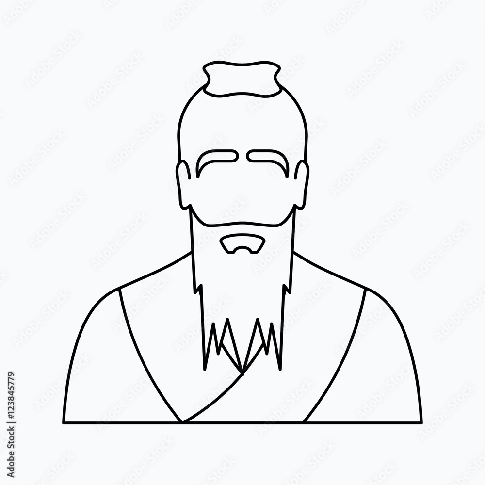 Confucius Vector illustration. Religion icon. Silhouette. Flat style ...