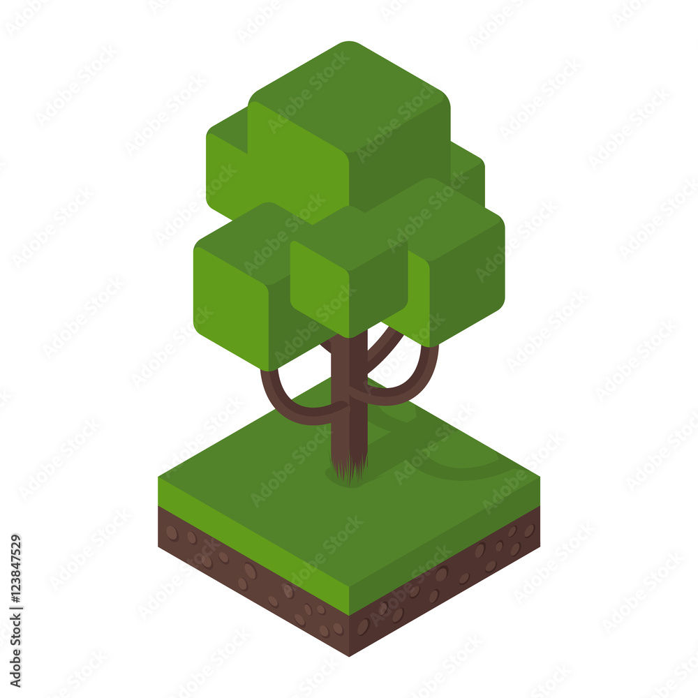 Isometric tree vector illustration. Stock Vector | Adobe Stock