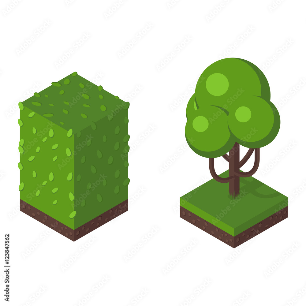 Isometric tree vector illustration. Stock Vector | Adobe Stock
