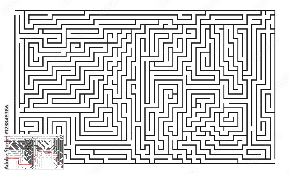Large Vector Horizontal Maze with Answer 18 Stock Vector | Adobe Stock