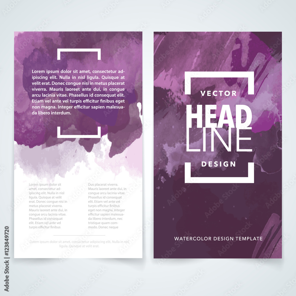 Violet Brochure design template vector.Flyers report business ...