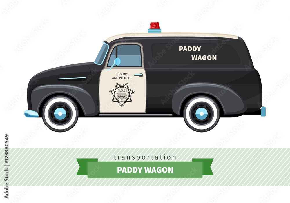 Classic paddy wagon truck side view Stock Vector | Adobe Stock